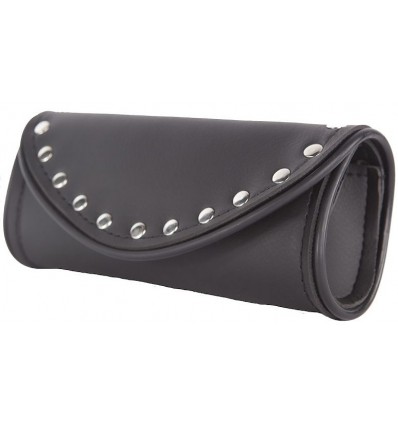 Leather Motorcycle Windshield Bag with Decorative Studs