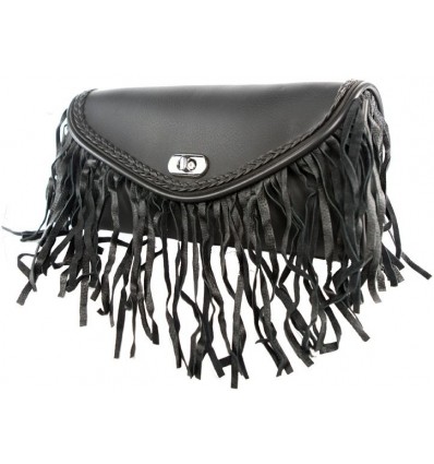 Leather Motorcycle Windshield Bag with Decorative Fringe