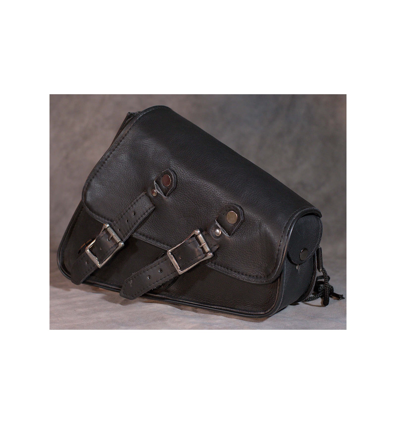 Black Leather Motorcycle Left Side Swing Arm Bag Sportster Softail Chopper